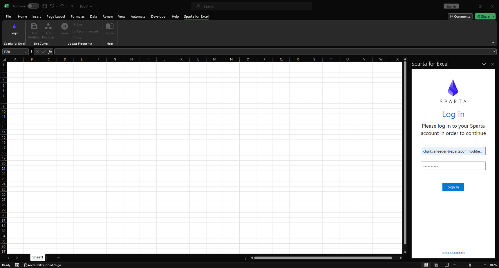 How to use the Sparta for Excel Add-in